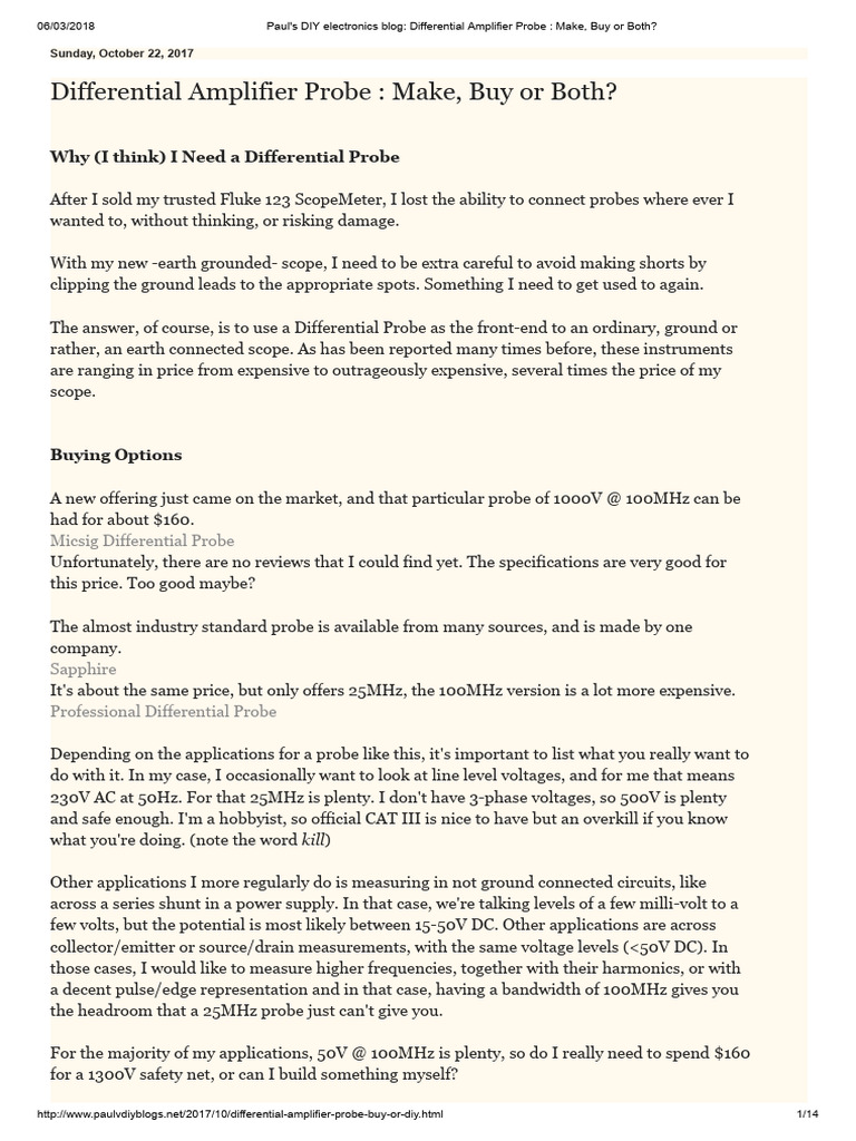 Paul's DIY-Differential Amplifier Probe | PDF