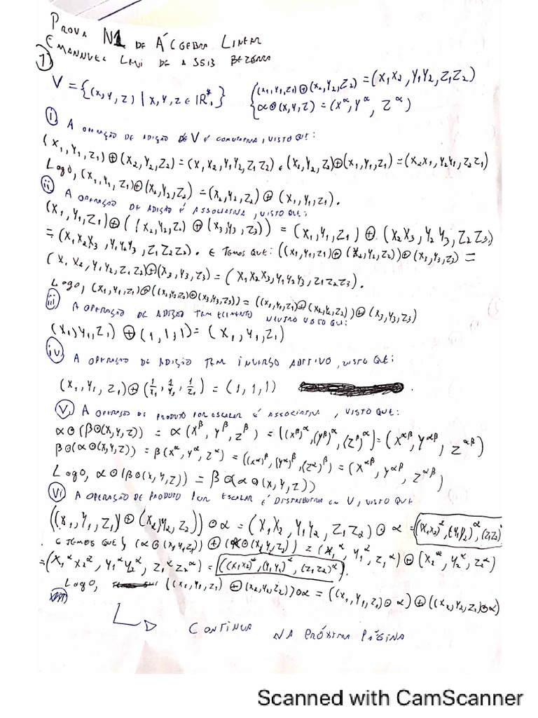 Prova Algebra Linear | PDF