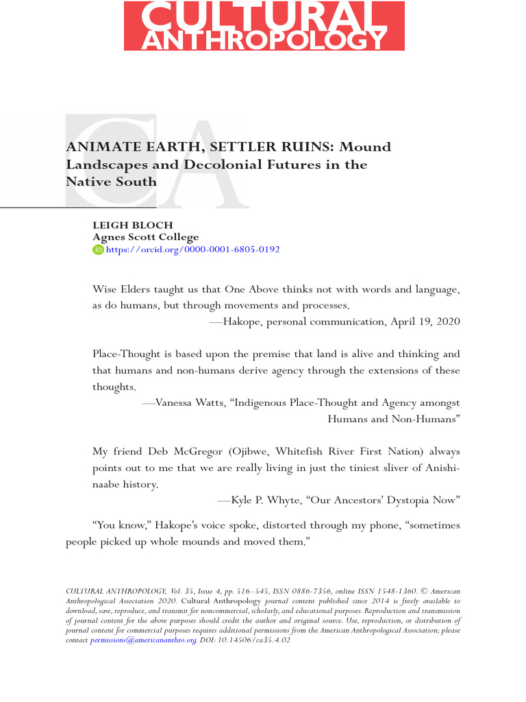 ANIMATE EARTH, SETTLER RUINS - Mound Landscapes and Decolonial Futures in The Native South | PDF ...