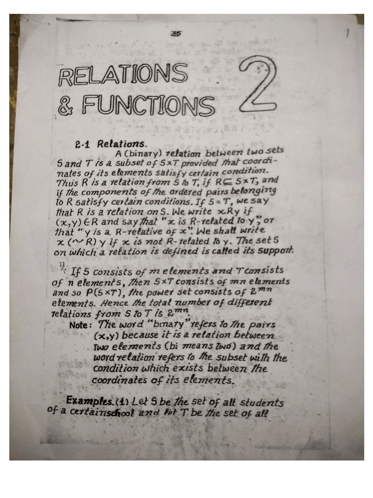 Relations and Functions Math | PDF
