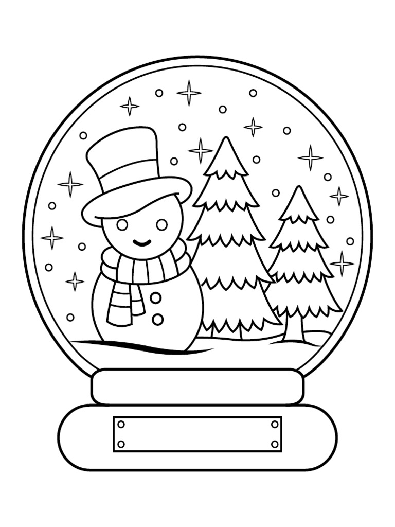 Snowman Snow Globe Coloring Page | PDF