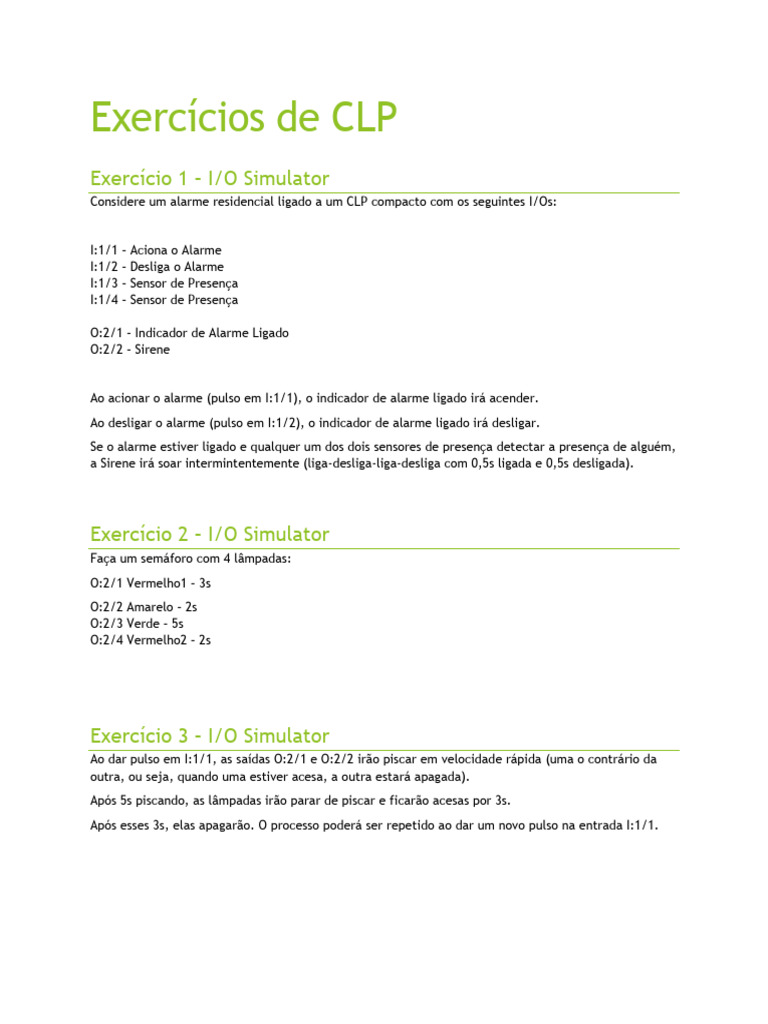Exercicios de CLP | PDF