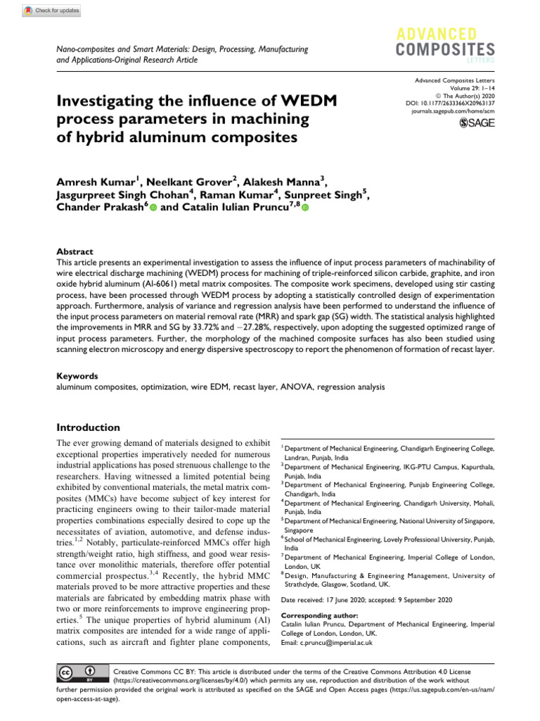 Investigating The Influence of WEDM Process Parameters in Machining of ...