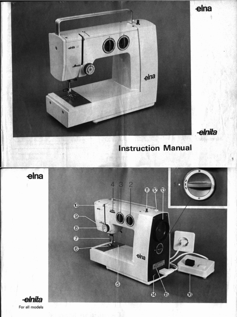 Elna Elnita Sewing Machine Instruction Manual | PDF | Sewing Machine ...