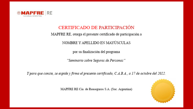 Plantilla Certificado EJEMPLO 1 | PDF