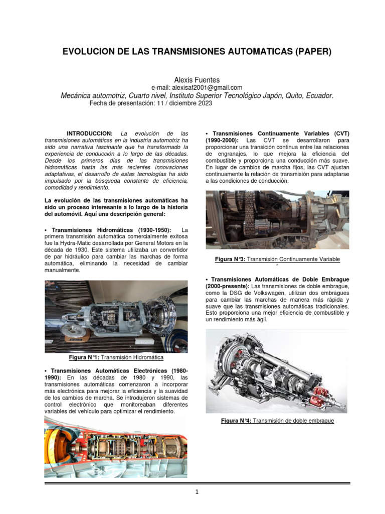 Paper Evolucion de Las Transmisiones Automaticas | PDF | Transmisión automática | Industria ...