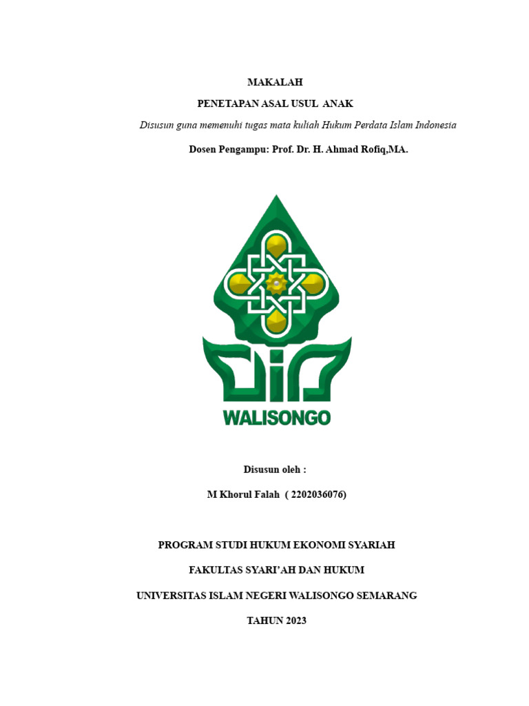 Makalah Asal Usul Anak | PDF