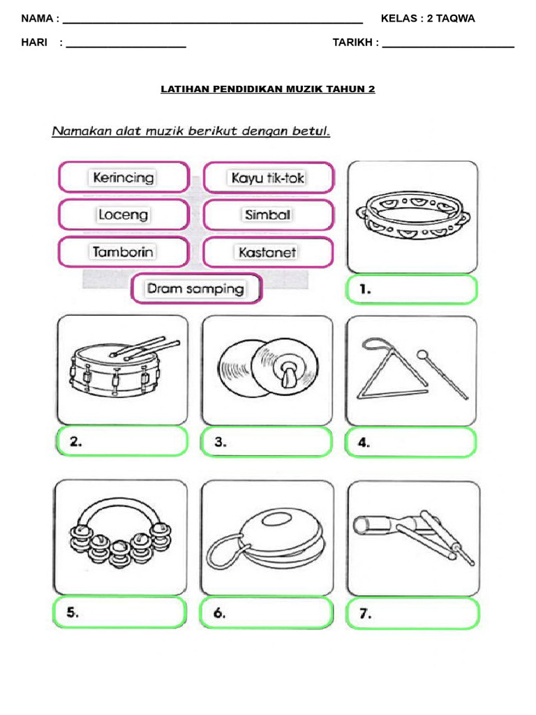 Latihan Alat Perkusi Muzik Tahun 2 | PDF