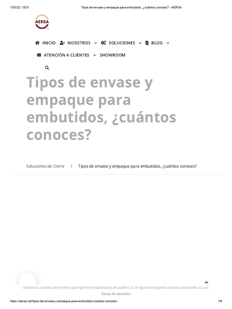 Tipos de Envase y Empaque para Embutidos, ¿Cuántos Conoces - AERSA | PDF