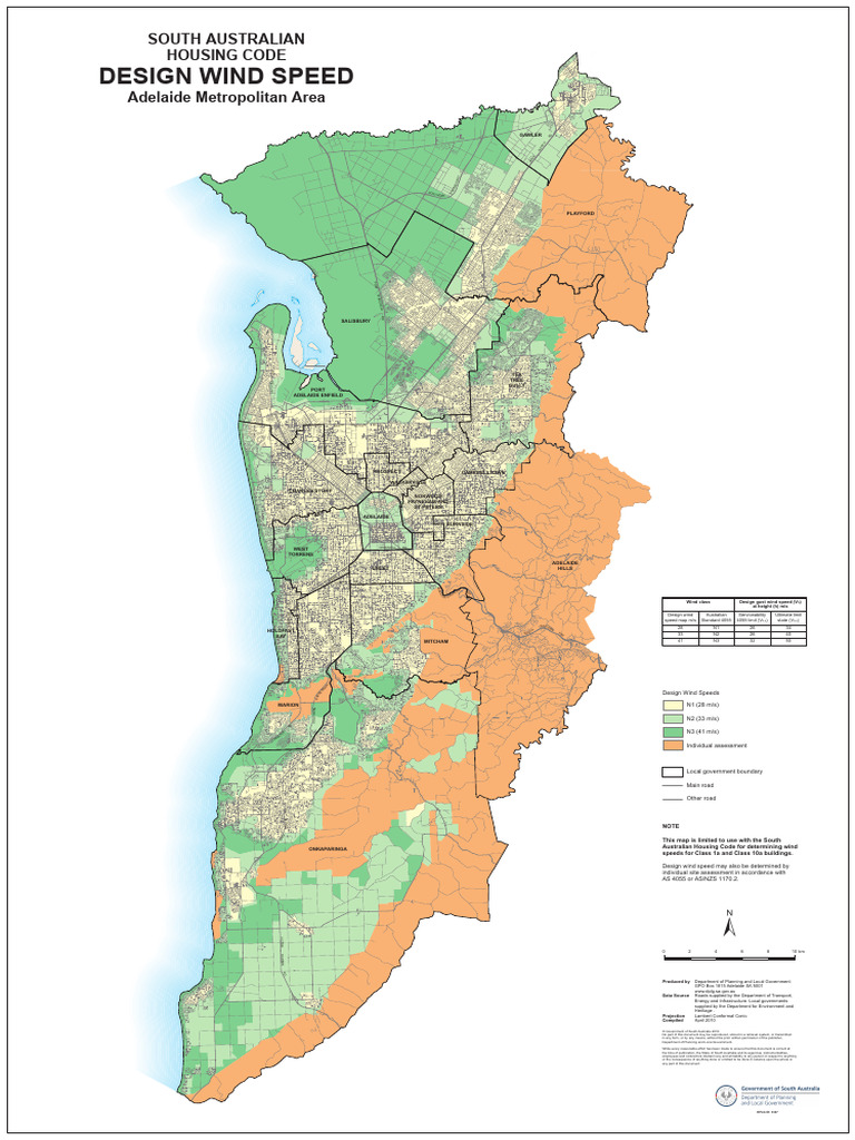 Adelaide Design Wind Speed Map | PDF