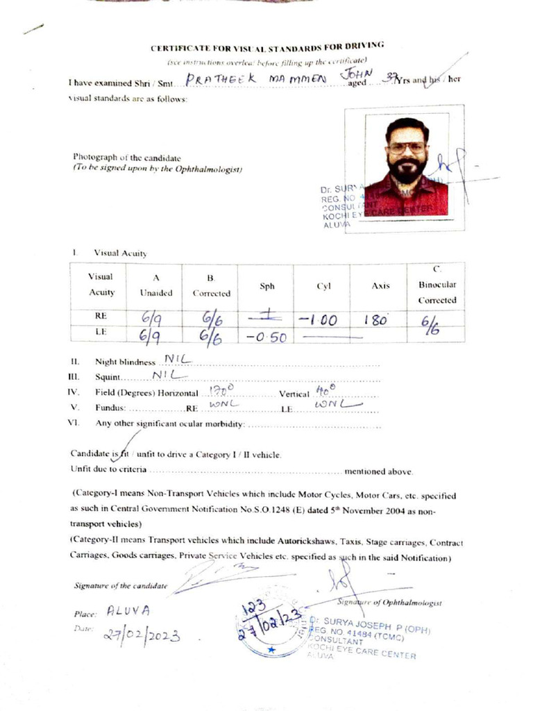 Eye Certificate Driving Test - Compressed (1) - Compressed | PDF