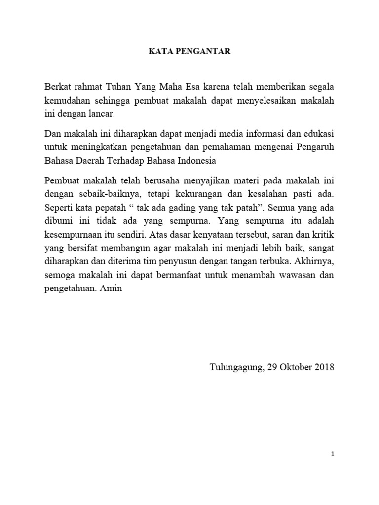 Pengaruh Bahasa Daerah Terhadap Penggunaan Bahasa Indonesia | PDF