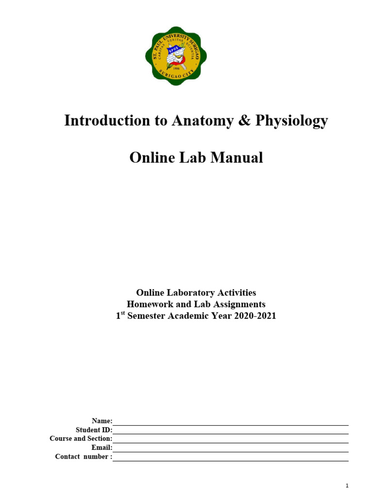 Online Anatomy & Physiology Lab Manual | PDF | Skin | Heart
