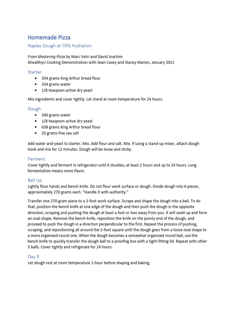 Homemade Pizza Recipe | PDF