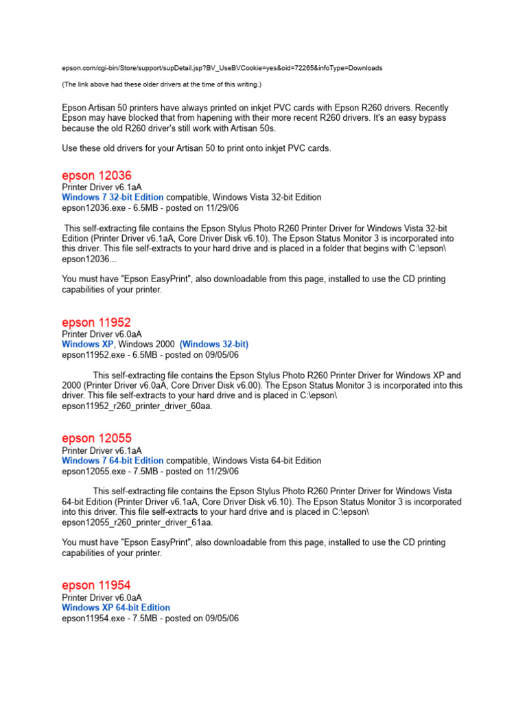 Epson Driver Info | PDF | Microsoft Windows | Printer (Computing)