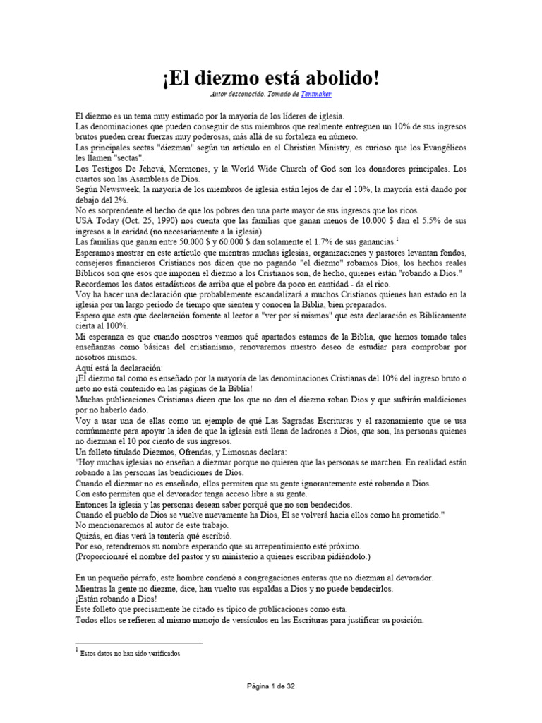 El Diezmo Está Abolido | PDF