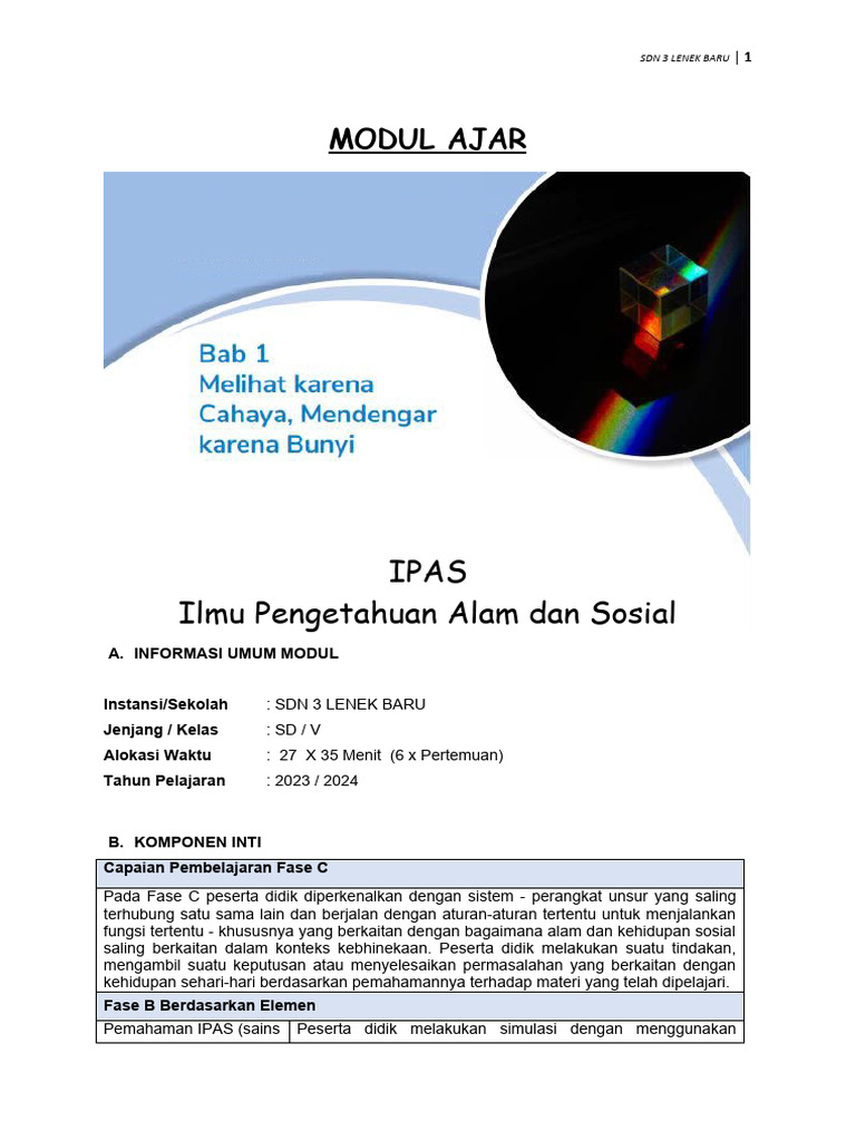 BAB 1 - MA IPAS Kls 5 Semester 1 | PDF | Ilmu Sosial