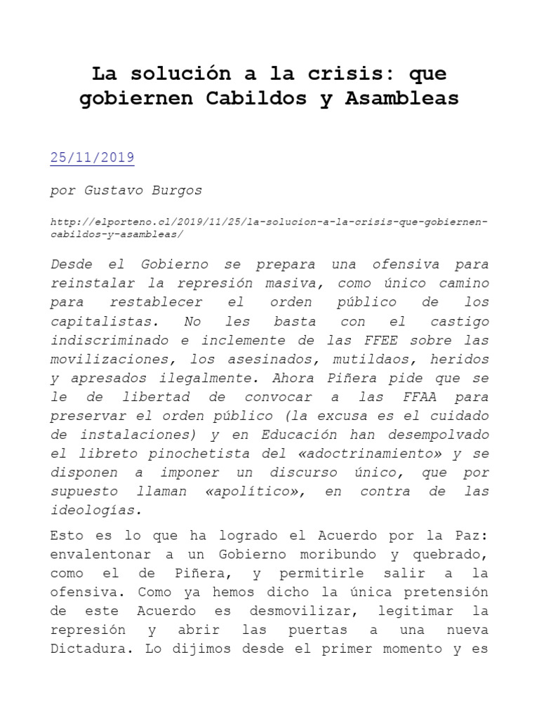 Que Gobiernen Cabildos y Asambleas | PDF