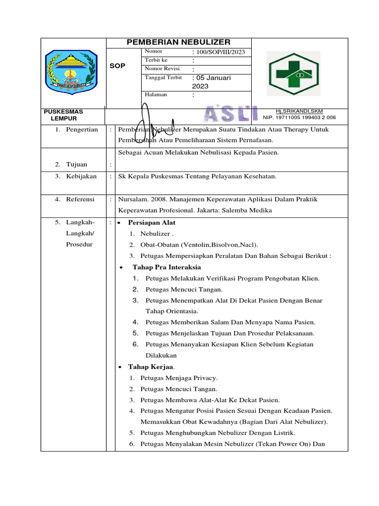 Sop Nebulizer | PDF
