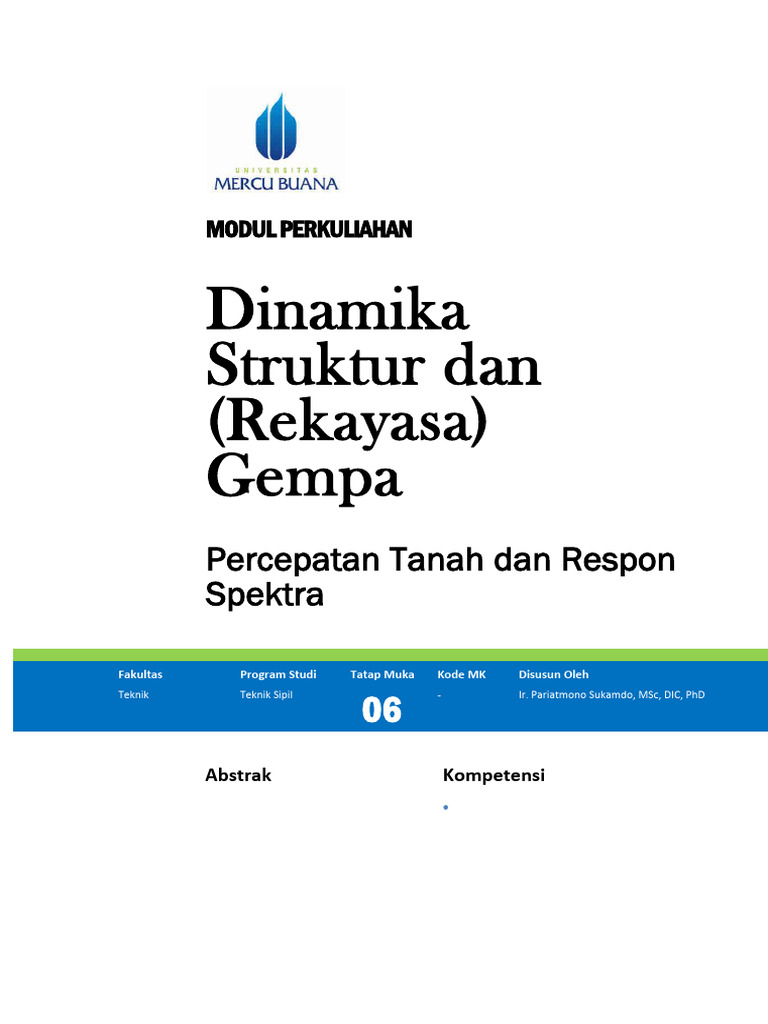 Percepatan Tanah Dan Respon Spektra | PDF | Metode & Bahan Ajar | Teknologi & Rekayasa