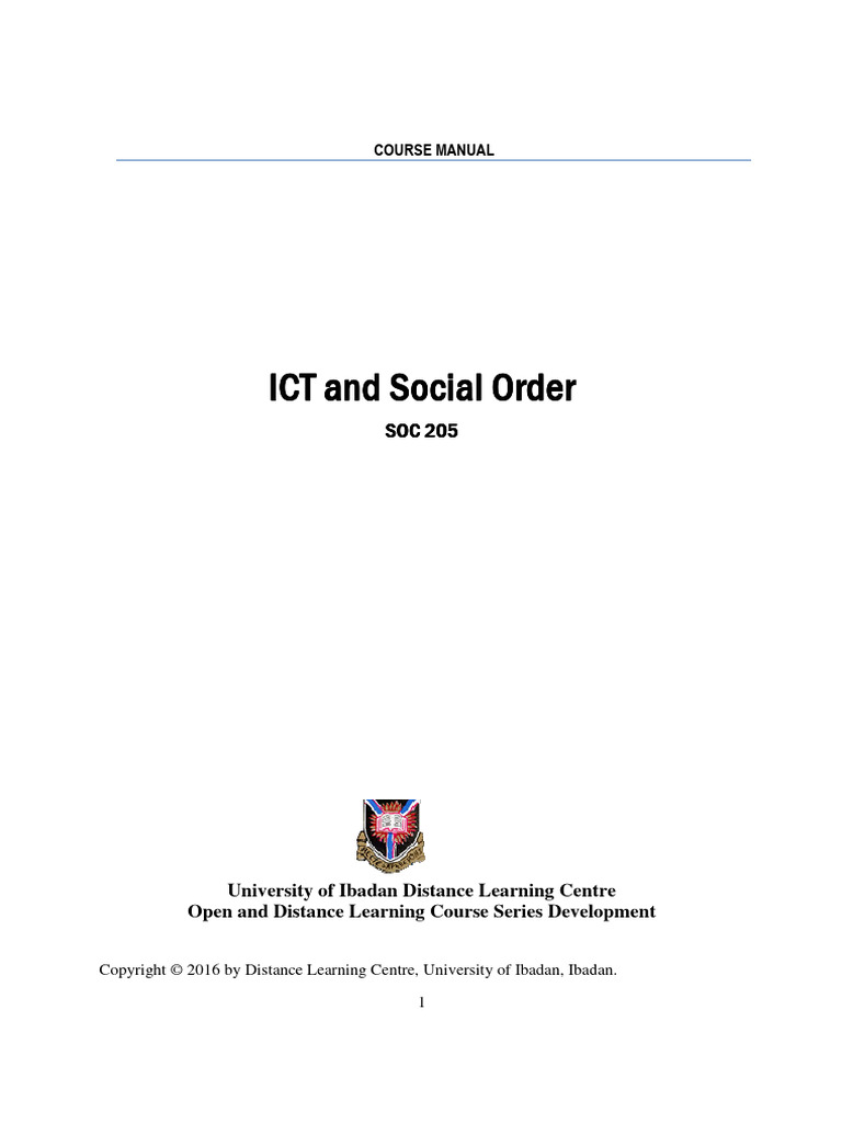 Soc 205 (Ict and Social Order) | PDF