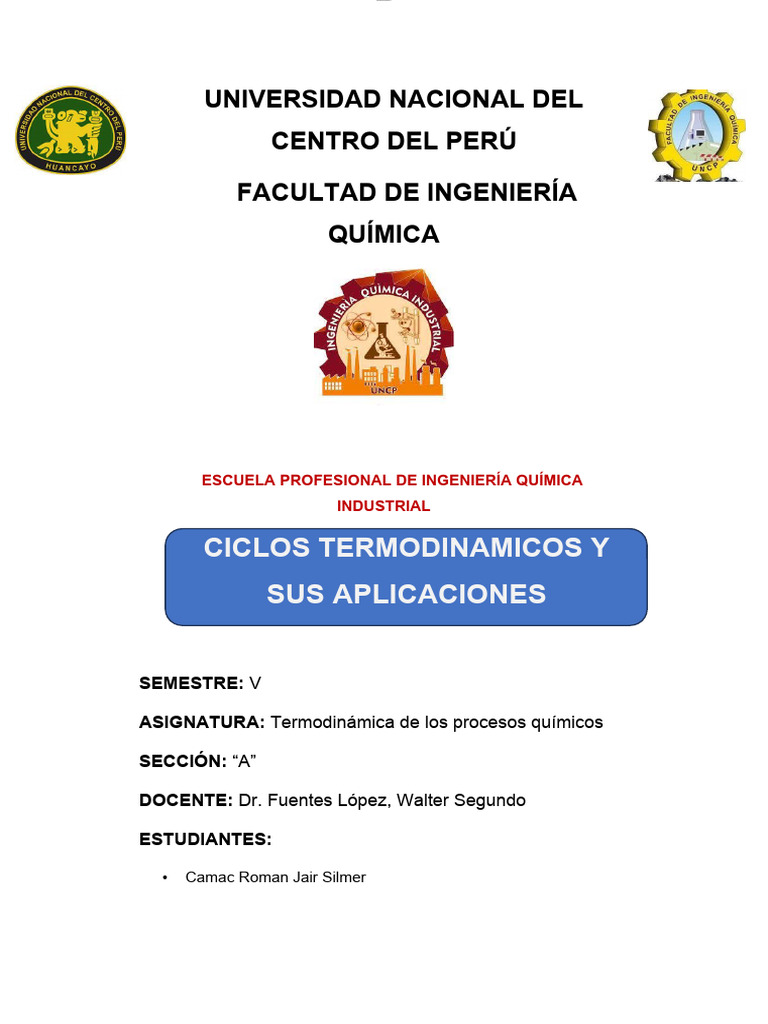 Ciclos Termodinamicos y Aplicaciones-JAIR CAMAC ROMAN | PDF