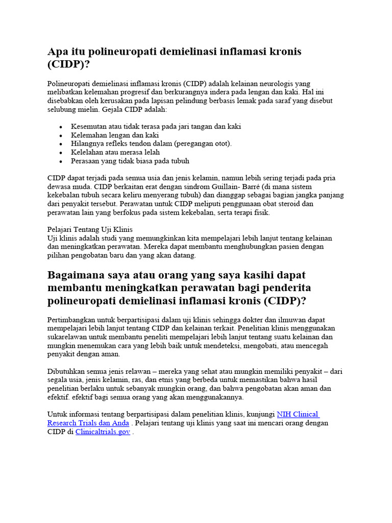 Polineuropati Demielinasi Inflamasi Kronis | PDF