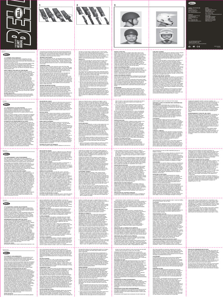 Bell Helmets Motorcycle Helmet Instruction Manual PS100856 INT | PDF