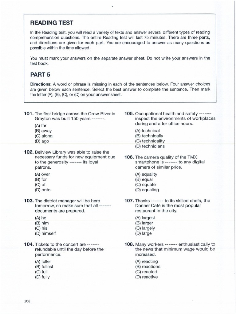 ĐỀ TOEIC CẬP NHẬT CUỐI THÁNG 7.2022 | PDF
