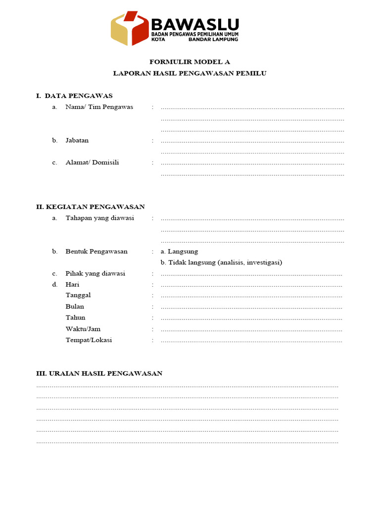 FORMULIR MODEL A (New Pilkada 2020) | PDF