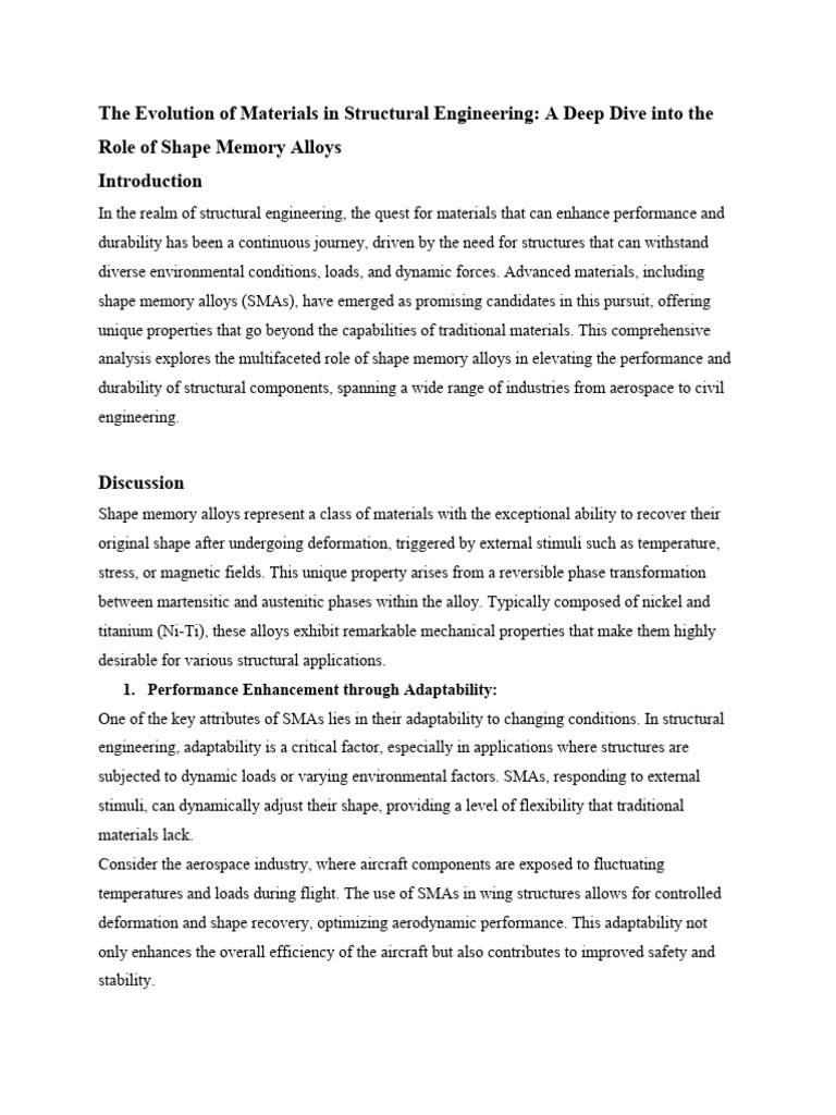 A Deep Dive Into The Role of Shape Memory Alloys | PDF