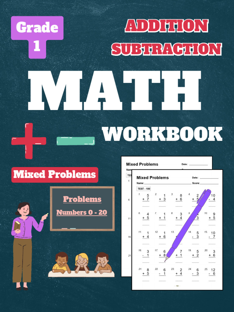 Addition and Subtraction Practice Workbook Grade 1, Mixed Problems | PDF