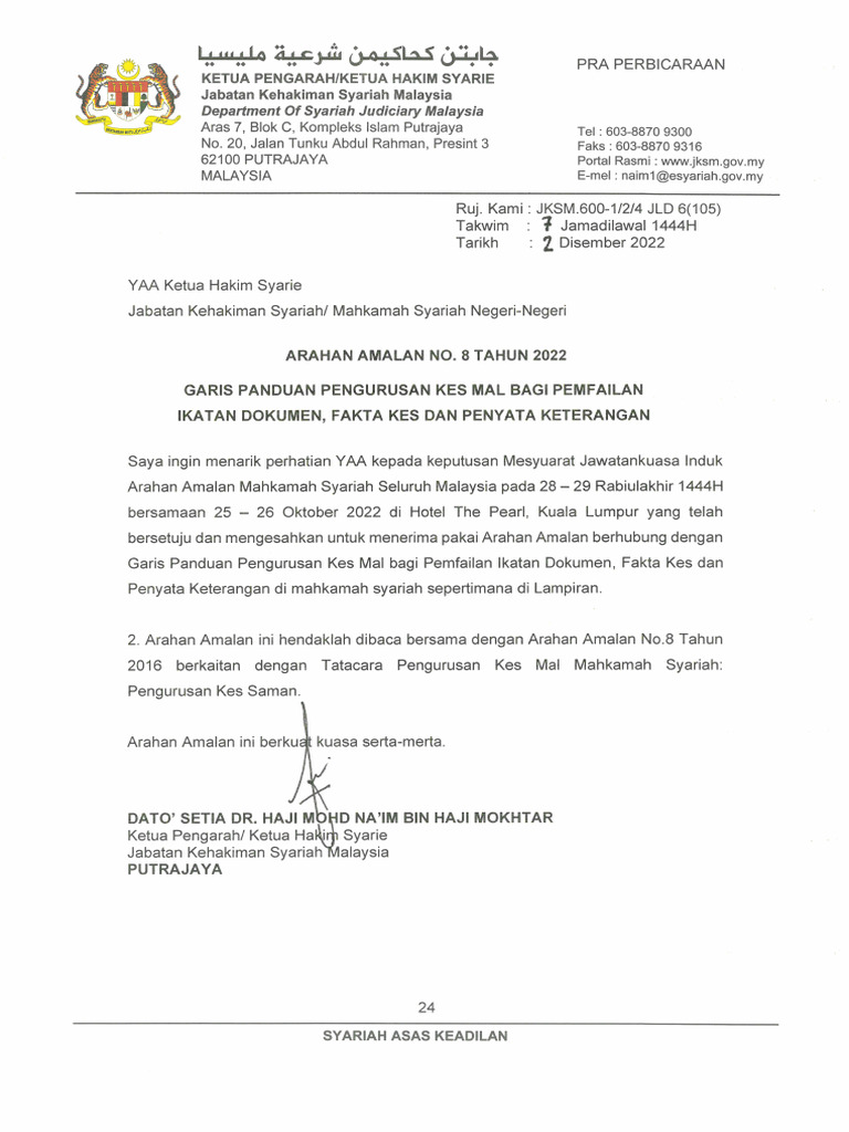 8 Arahan Amalan No 8 THN 2022 GARIS PANDUAN PENGURUSAN KES MAL BAGI ...