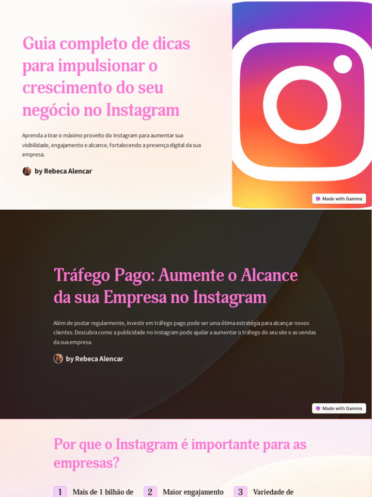 Guia Completo de Dicas para Impulsionar o Crescimento Do Seu Negocio No Instagram | PDF