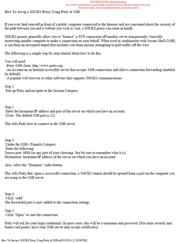 How To Set Up A SOCKS Proxy Using Putty & SSH | PDF