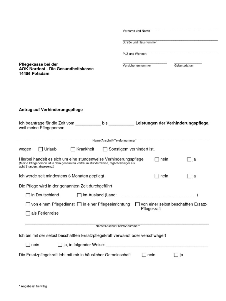 AOK Verhinderungspflege | PDF