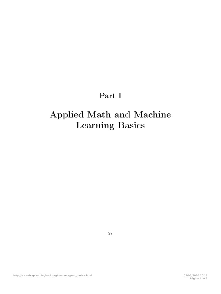 Part I Applied Math and Machine Learning Basics | PDF Part I Applied Math and Machine Learning Basics | PDF