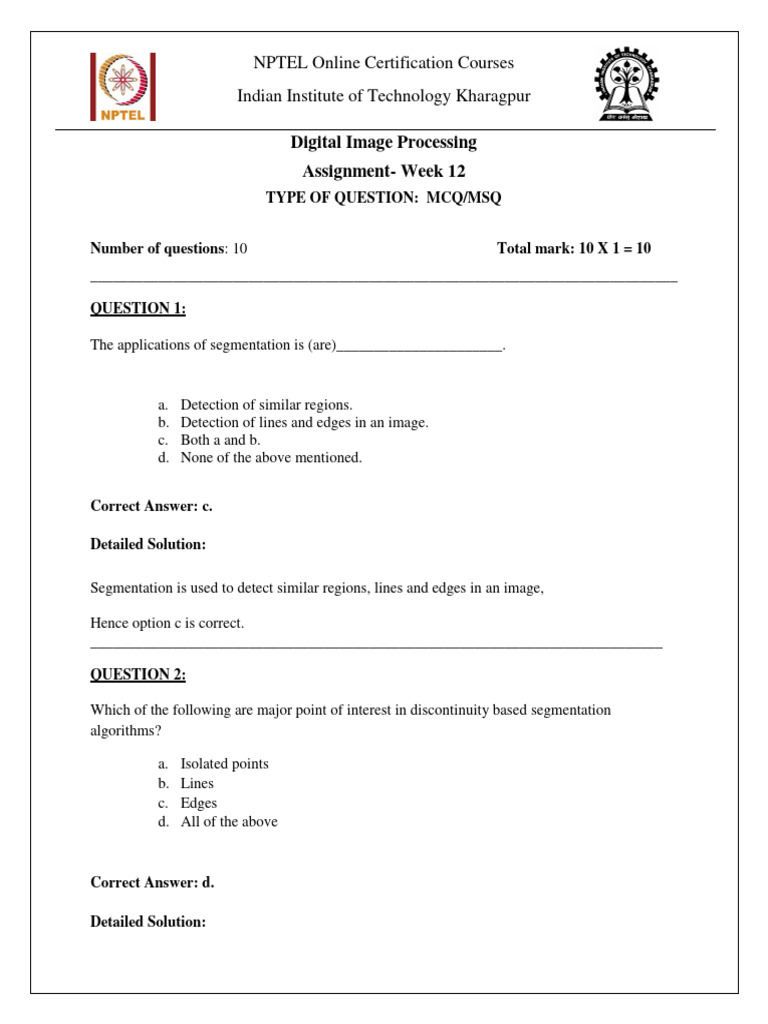 DIP - Assignment 12 Solution | PDF | Image Segmentation | Line (Geometry) DIP - Assignment 12 Solution | PDF | Image Segmentation | Line (Geometry)