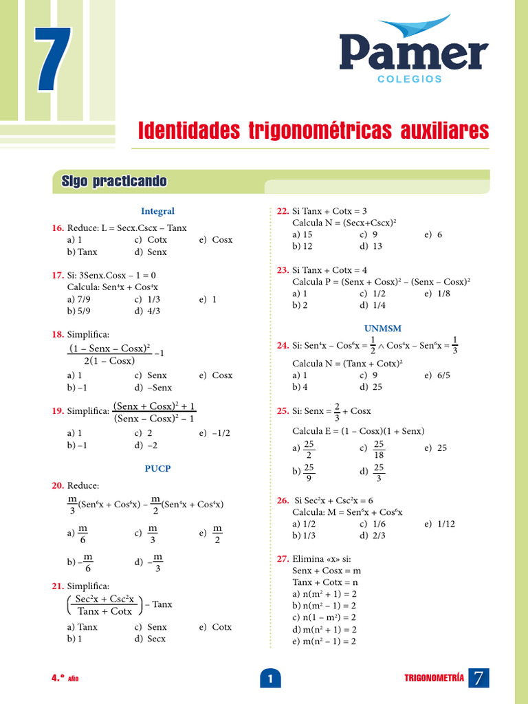 Sem 7-Identidades Trigonométricas Auxiliares | PDF