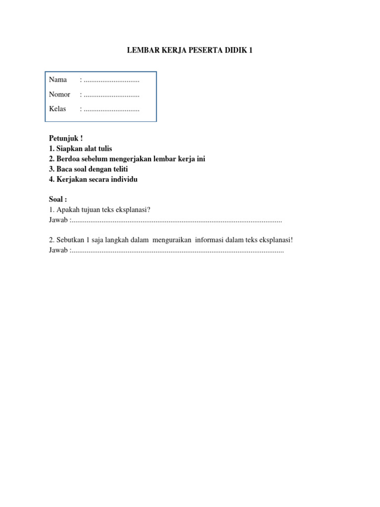 Lembar Kerja dan Evaluasi Siswa SD | PDF