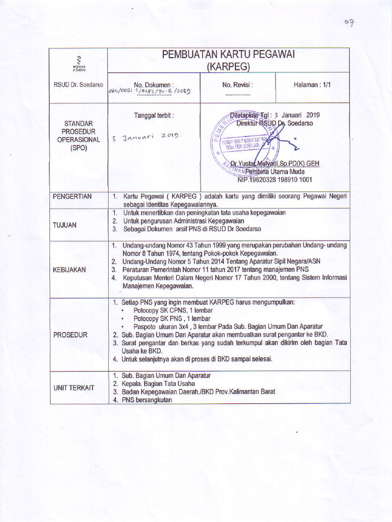 Pembuatan Kartu Pegawai Karpeg | PDF