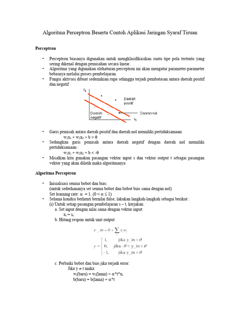 Algoritma Perceptron Beserta Contoh Aplikasi Jaringan Syaraf Tiruan Pdf