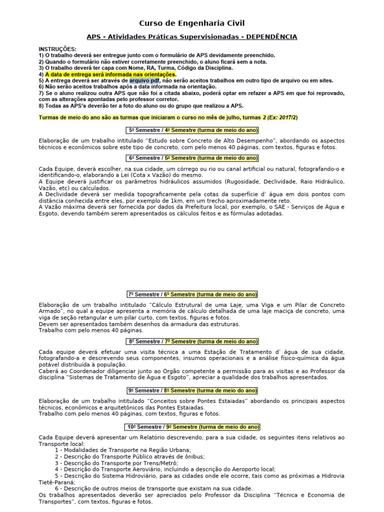 APS - DP - Engenharia Civil-2021 | PDF