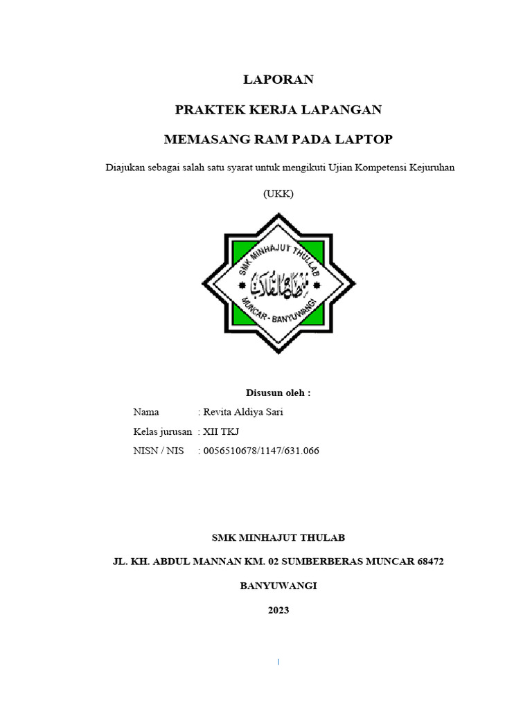 LAPORAN PKL REVITA ALDIYA SARI (AutoRecovered) | PDF | Komputer