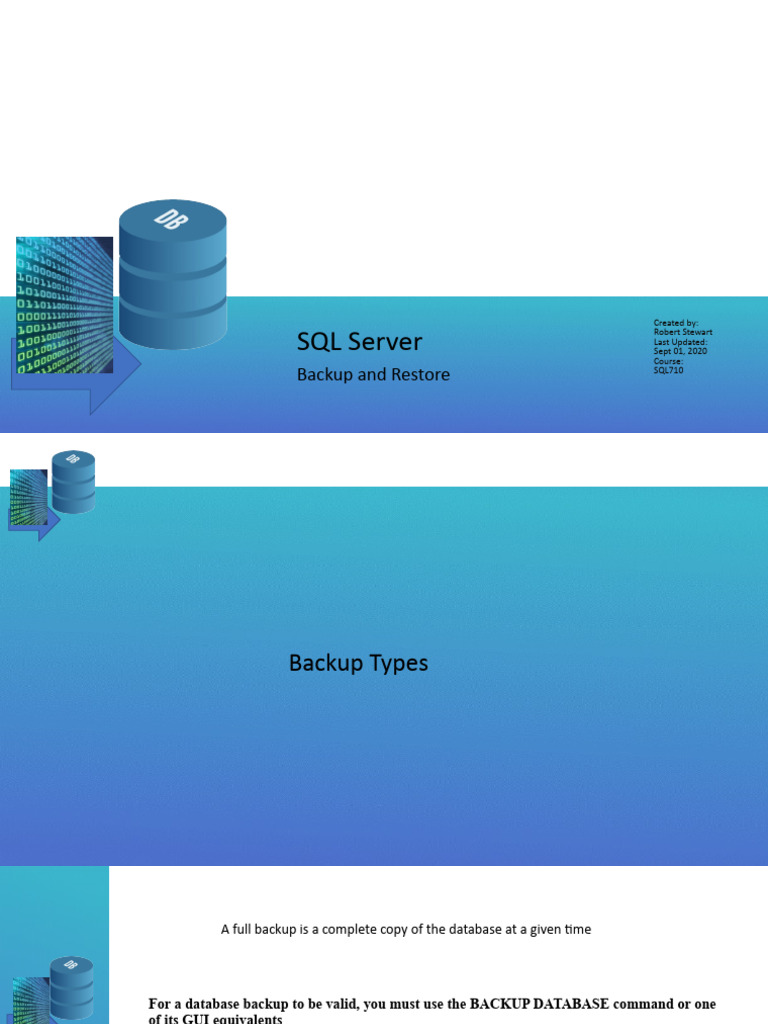 Backup Restore | PDF