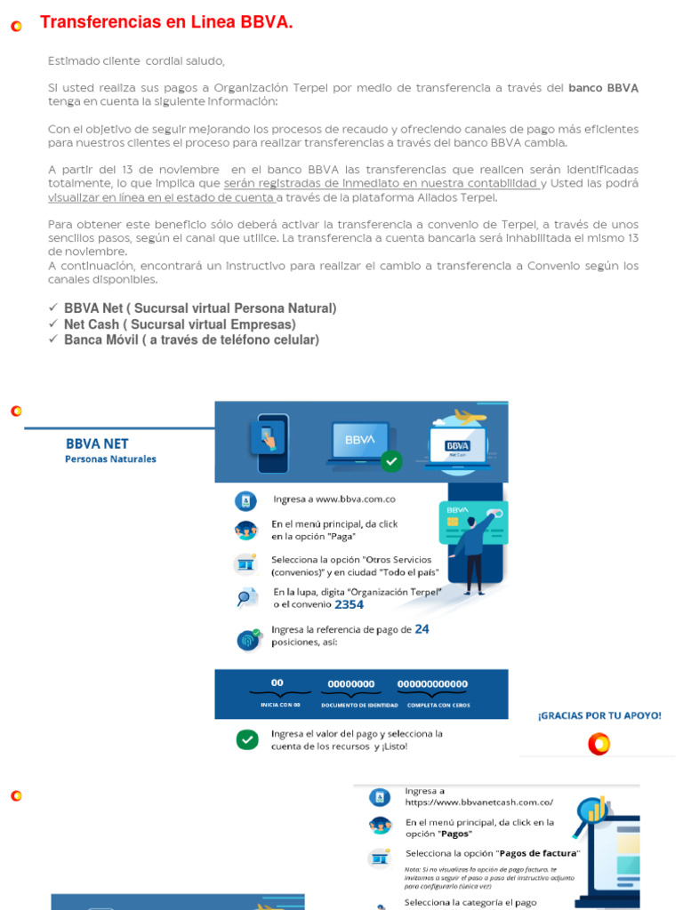 Comunicado Transferencias en linea BBVA | PDF