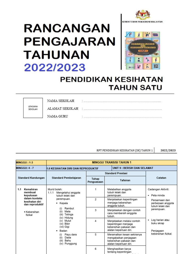 Contoh Tarikh Ikut RPT 2022-2023 by Rozayus Academy | PDF