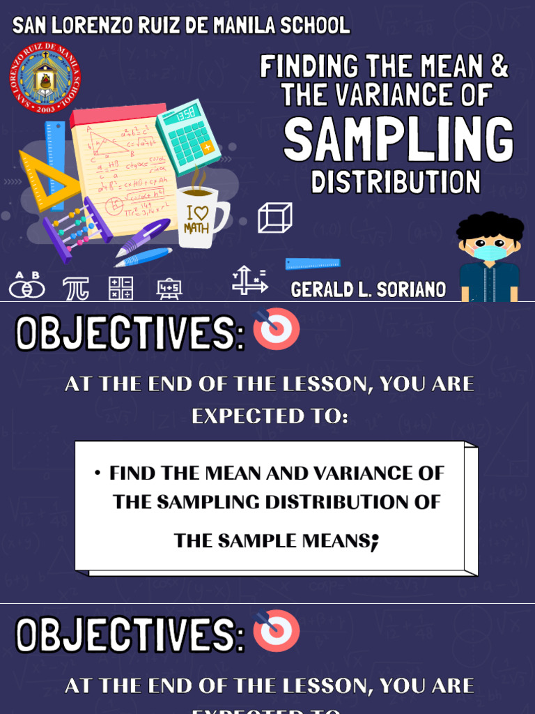 LESSON 7 Mean Variance of Sampling Distribution | PDF
