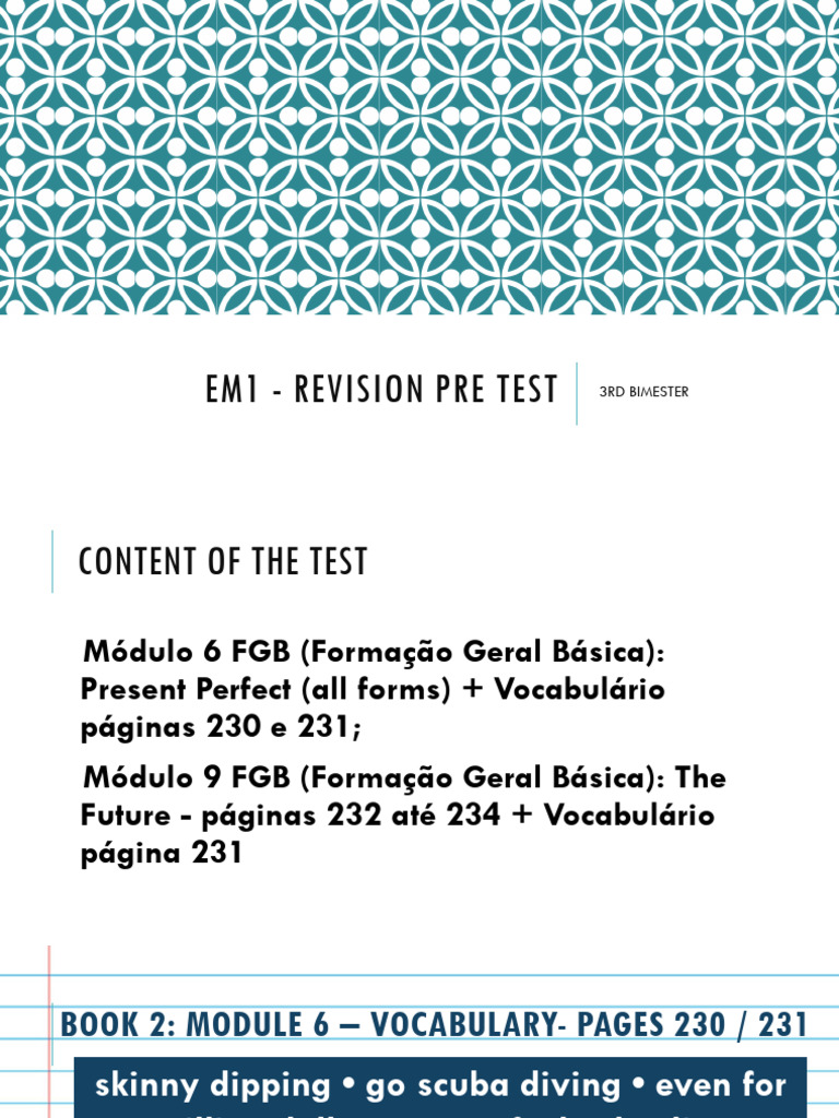Em1 - Revision Pre Test - 3RD Bimester | PDF
