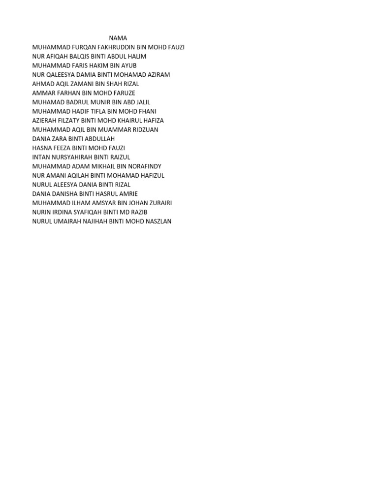 Senarai Tahun 6 | PDF